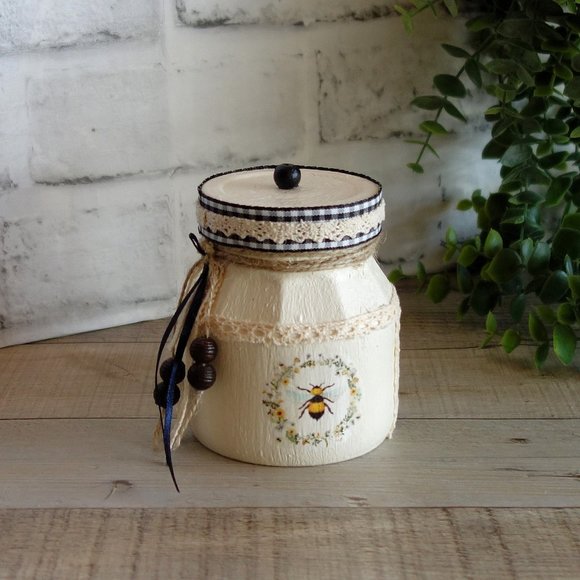 The Crafty Hobbit | Accents | Primitive Bumblebee Honey Jar Rustic ...